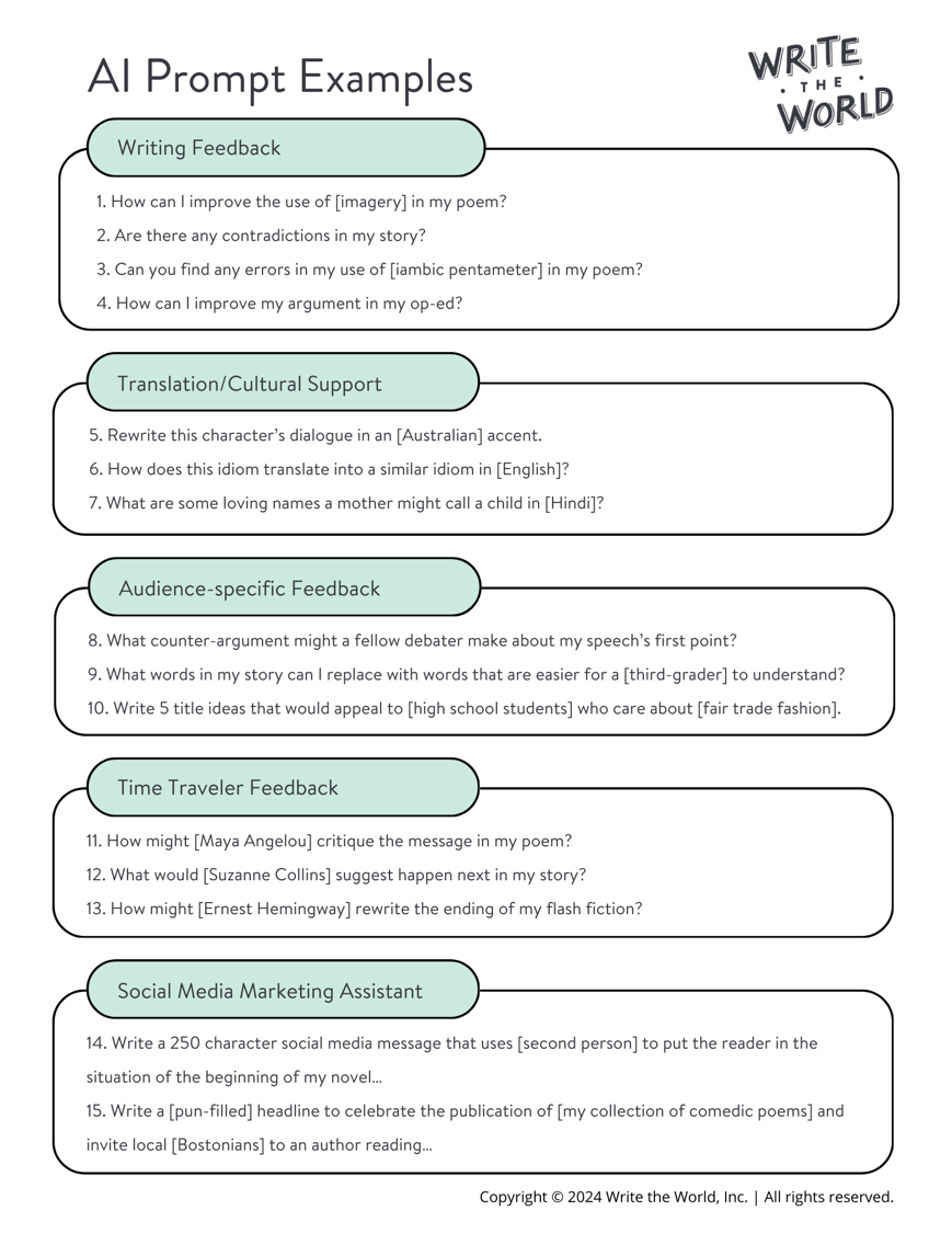 15+ AI Prompt Examples for Young Writers: Ways to Experiment with AI